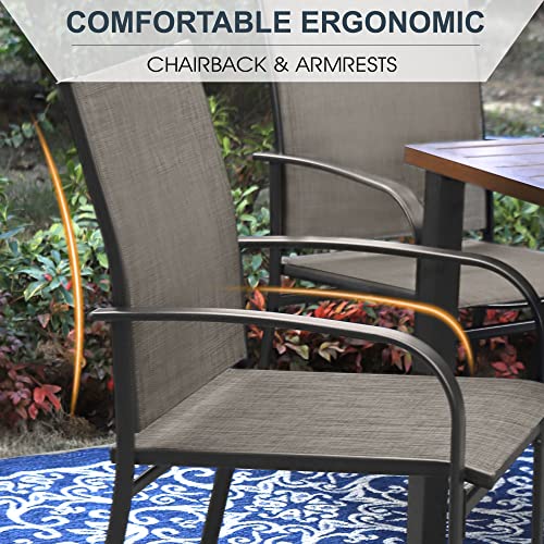 MIXPATIO Patio Dining Set 7 Piece Outdoor Furniture Set with 6 Brown Textilene Chairs and Metal Rectangular Table for Deck Garden Backyard Lawn Poolside