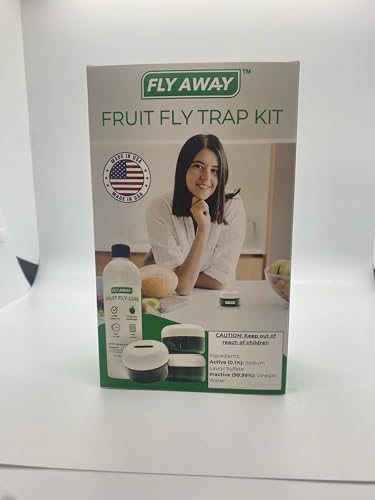Fly Away - Fruit Fly Trap Kit: 3 Reusable Traps & Liquid Lure. Fast Acting. Stylish Design, Perfect for Kitchens, Bars, Restaurants, Wineries. Catch Fruit Flies for 90+ Days. Indoor Use