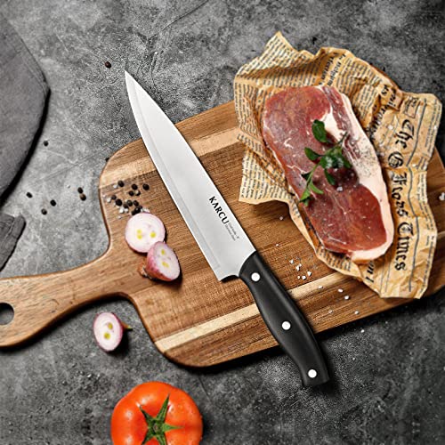 Knife Block Set, Karcu 13-Piece Kitchen Knife Block Set, High-Carbon Stainless Steel Blades with Pine Wood Knife Block