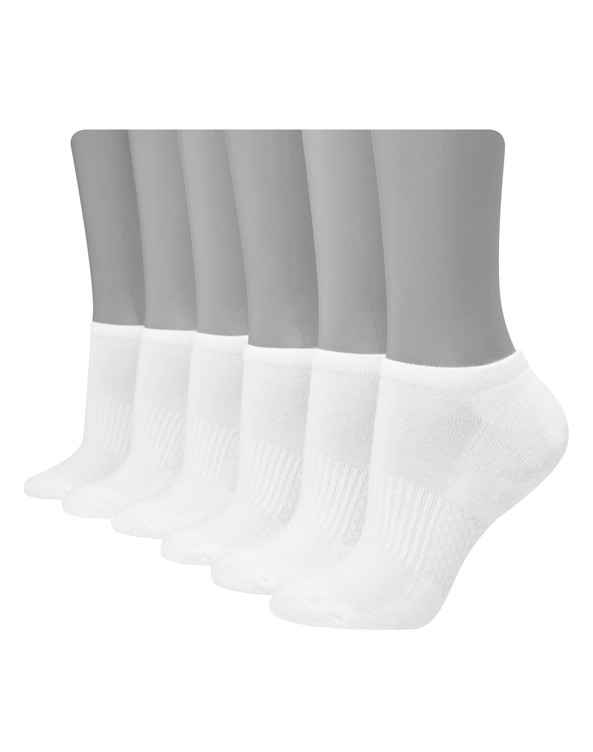 Hanes Womens Premium Performance Cushioned No Show Socks 6-Pack, 5-9, White
