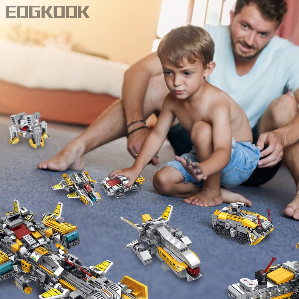 EDGKODK Star Space Battleship Building Toys for Boys Aged 7-12, 8-in-1 Outer Space Warship Building Sets, 829 Pieces