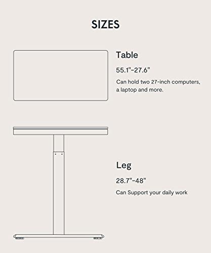 FLEXISPOT 55" White Electric Standing Desk with Drawers, Quick Assembly Home Office Sit Stand Desk with Storage, USB Charging, Computer Desk for Home Office (White Top + Adjustable Frame, Comhar)