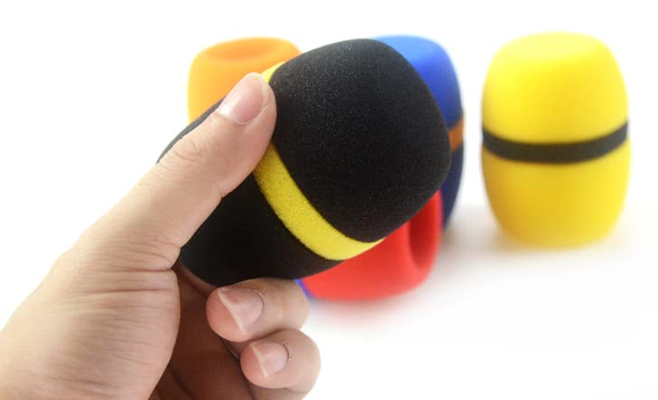 Fielect 10Pcs Microphone Covers Foam Mic Covers Thick Handheld Stage Microphone Windscreen Foam Cover Black for KTV, Dance Ball, Conference Room, News Interviews