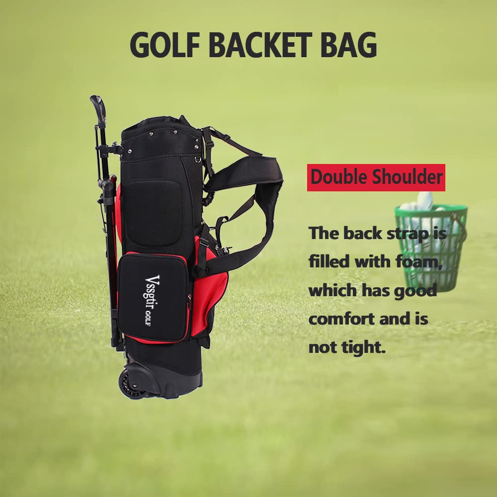 Golf Stand Bag with Wheels, Retractable Bracket Golf Club Bag for Men, 6 Way Top Dividers with Dual Strap, Easy to Carry and Travel.