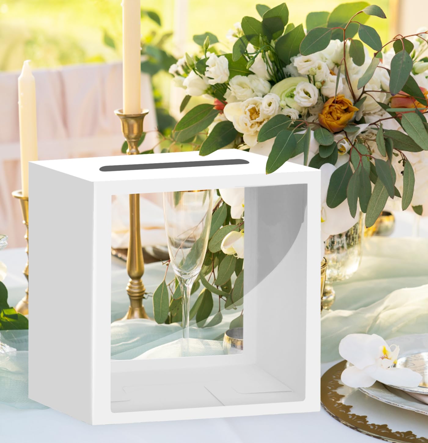 SietDESEO White Card Box for Party Diy Money Card Box Gift Card Box Holder for Wedding Reception Baby Shower Birthday Card Box