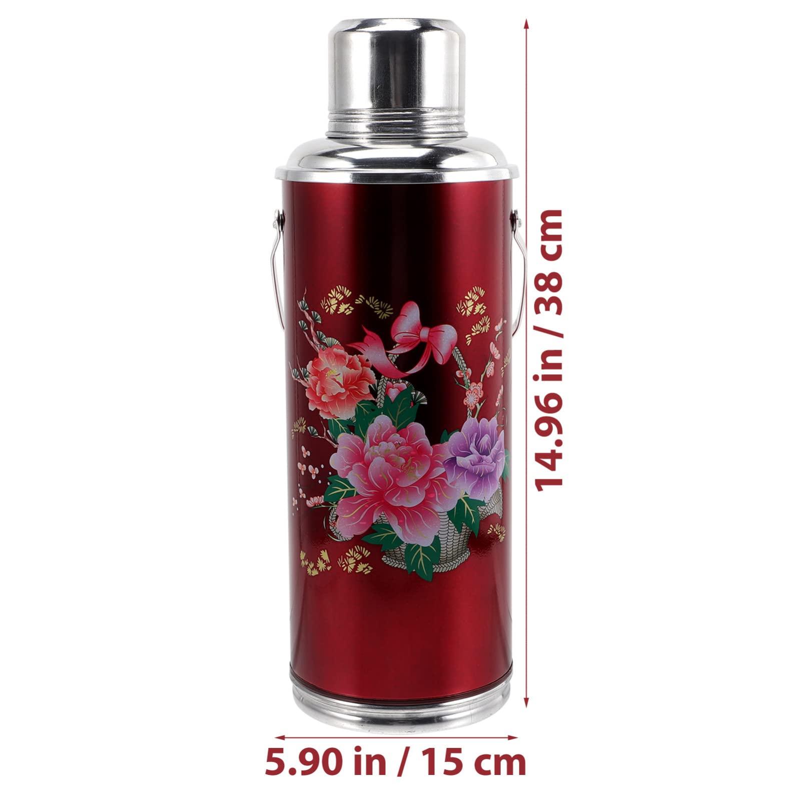 Housoutil Insulated Stainless Steel Water Bottle Chinese Traditional Flask Double Walled Travel Mug Vacuum Coffee Cup Keeps Hot and Cold Leakproof Lids