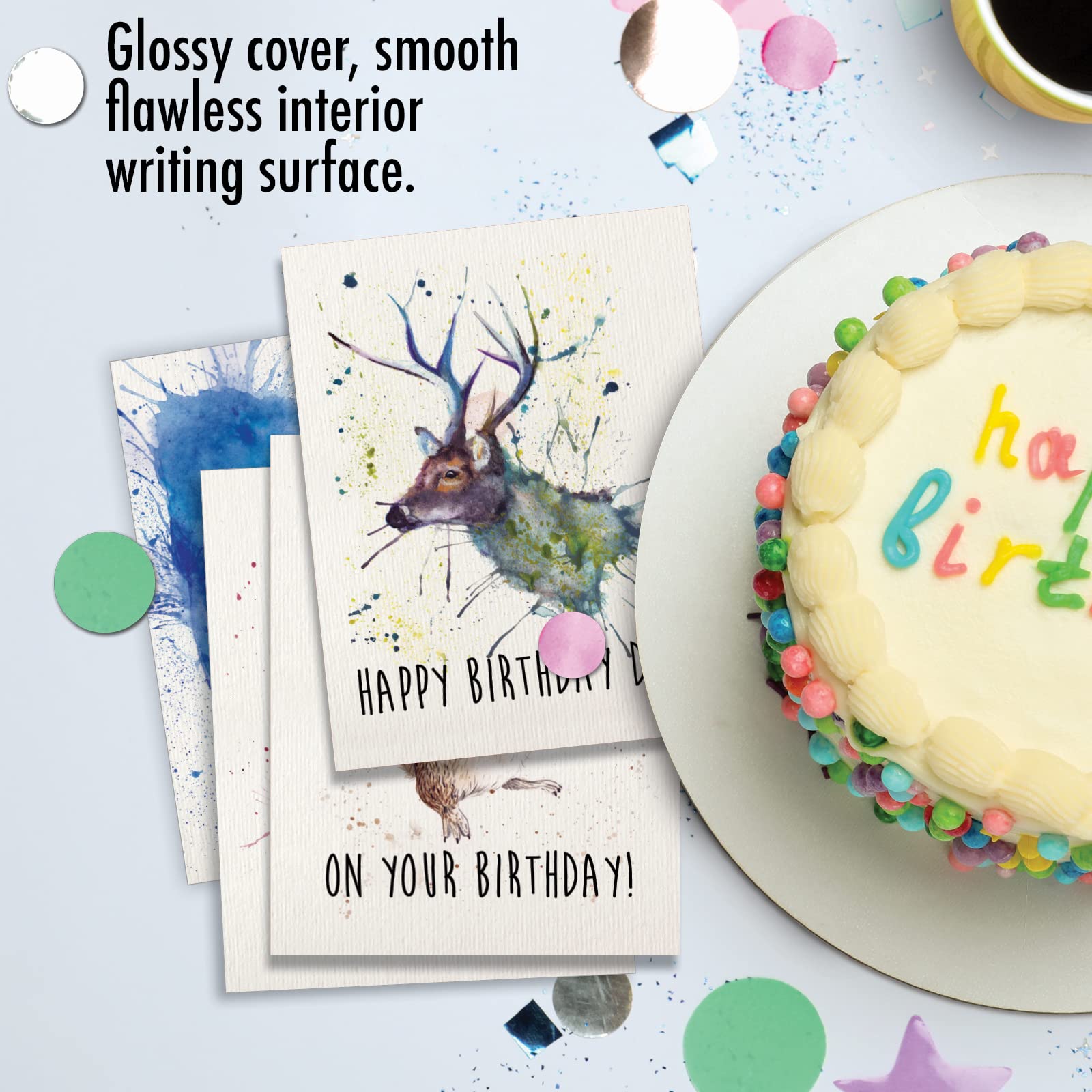 The Best Card Company - 10 Blank Happy Birthday Note Cards - Assorted Bulk Cute Humorous Animal Pun Birthday Greeting Cards Boxed Set (4 x 5.12 Inch) - Wildlife Expressions M2954BDB