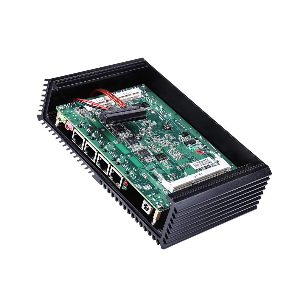 InuoMicro Fanless Mini PC G4200L with 4Gb Ddr3 Ram 64Gb Ssd,4 Nics Fanless Linux Mini Pc,Core I5-4200U, Dual Core 1.6Gh, AES-Ni Firewall Router/Small Business Desktop Pc