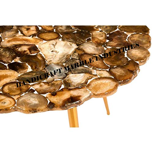 Natural Brown Agate Stone Round Wavy Edge Shape Coffee Table Top, Natural Brown Agate Stone Centre Table Top, Brown Agate Flower Shape Dining Table Top, Piece Of Conversation, Family HeirLoom