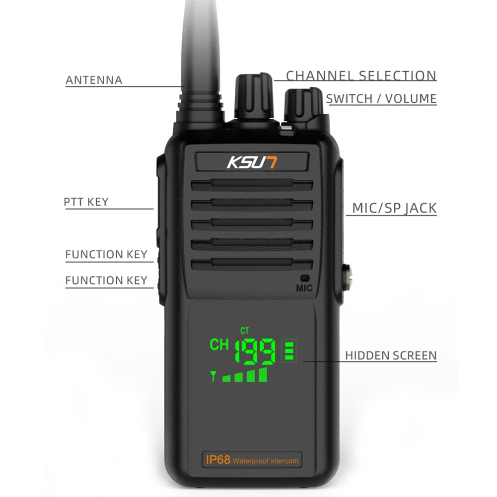 Handheld Two-Way VHF Marine Radio IP68 Waterproof LED Screen International Marine Channels 136-174 MHz 8000 mAh Battery KSUN P85
