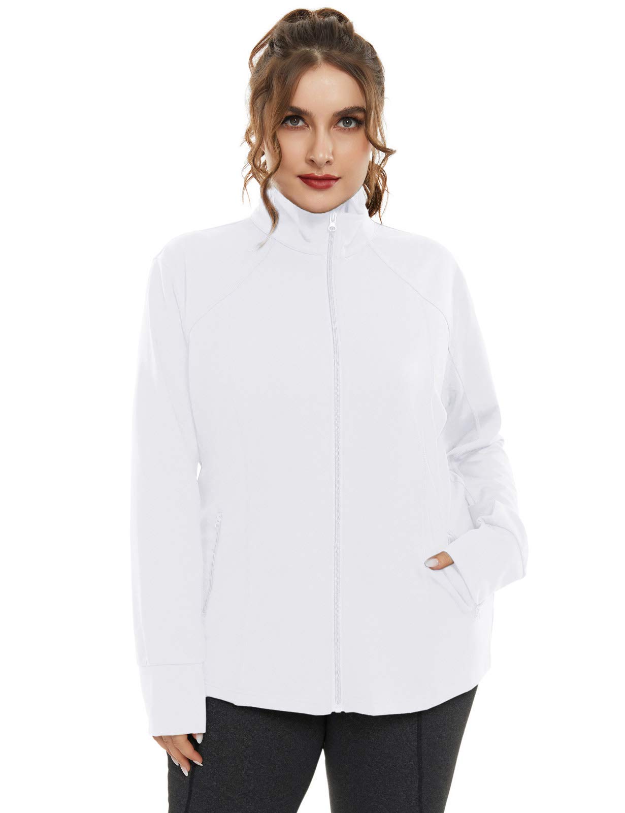 Hanna Nikole Women's Plus Size Workout Yoga Jacket Full Zip Running Jacket with Thumbholes 20W