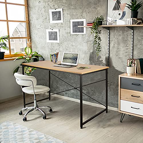 MJWDP Simple Computer Office Wooden Desk Wooden PC Laptop Study Table Workstation 47.2x23.6x29 Inch Brown