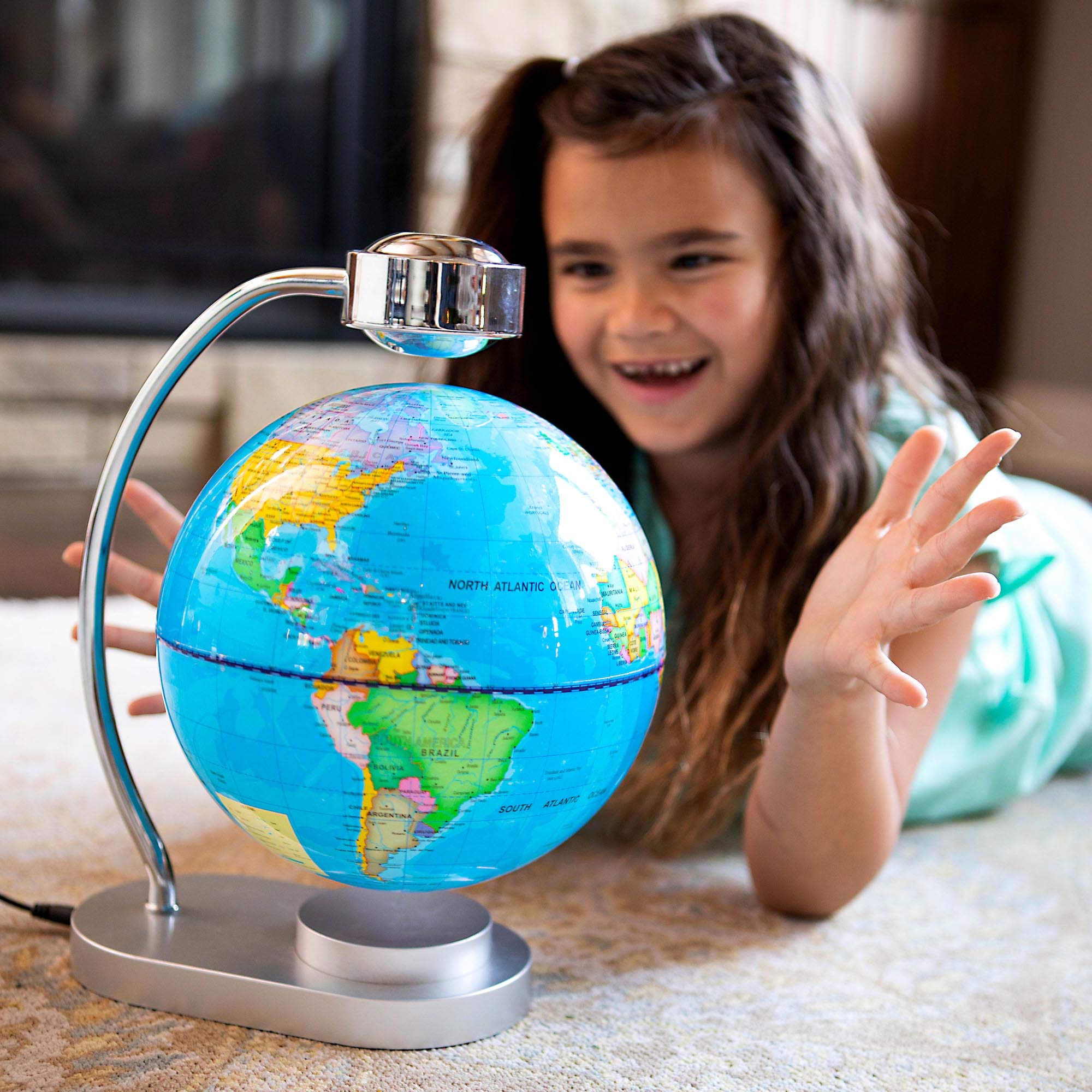 Fat Brain Toys Levitating Magnetic Globe - Levitating Illuminated Globe History & Geography for Ages 8 to 12