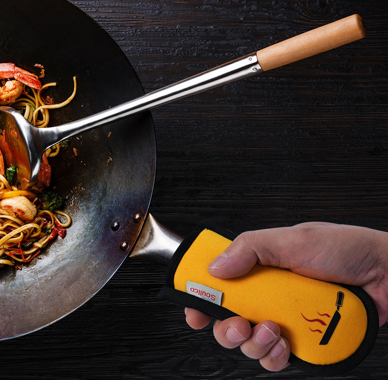 Skillet Handle Cover, Potholder Set Cast Iron Skillet Handle Cover Heat-Resistant Hot Pan Handle Wrap Sleeve, Non-Slip for BBQ Cookware (Multicolor)
