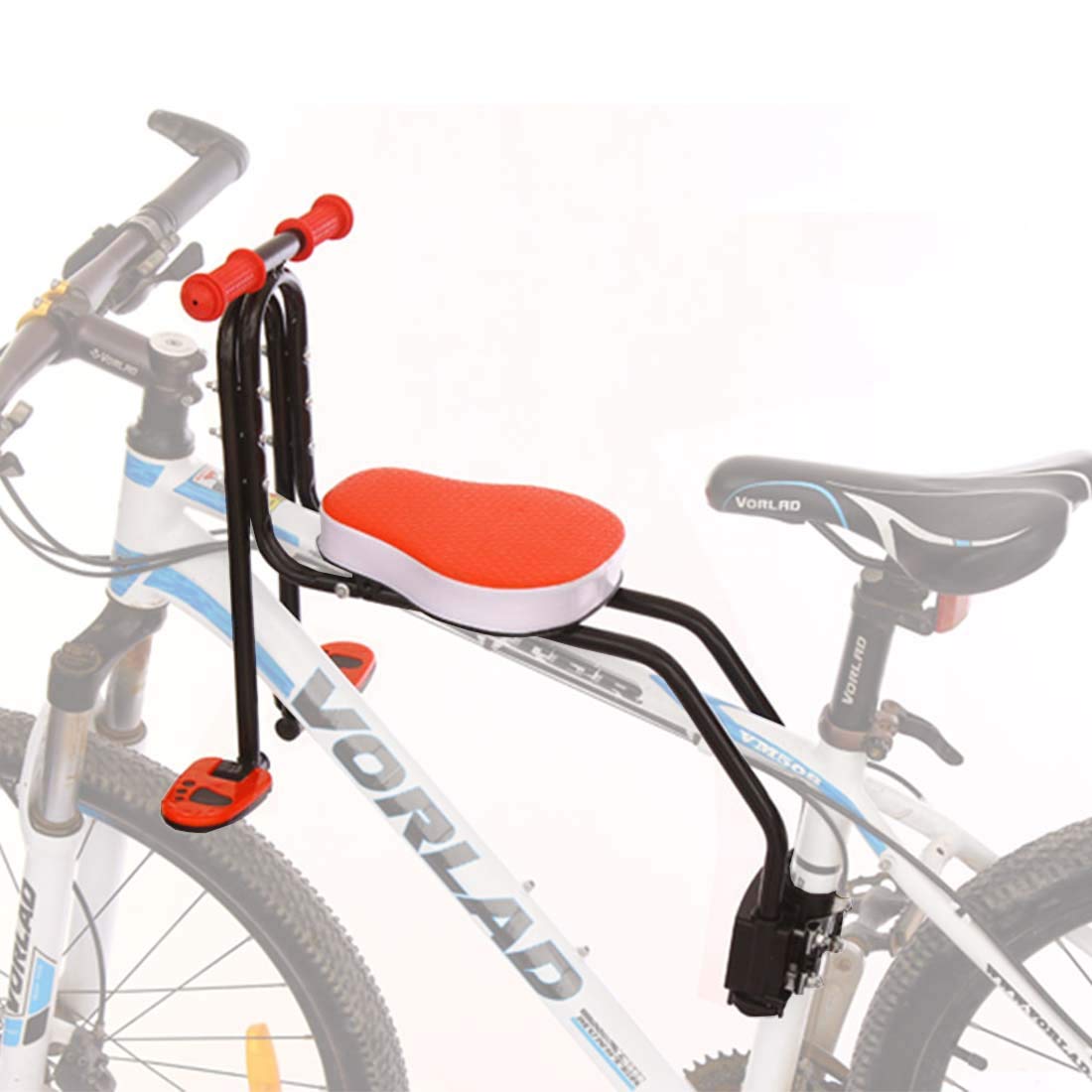 FenglinTech Baby Bike Seat, Child Safety Carrier Front Seat with Armrest and Foot Pedals