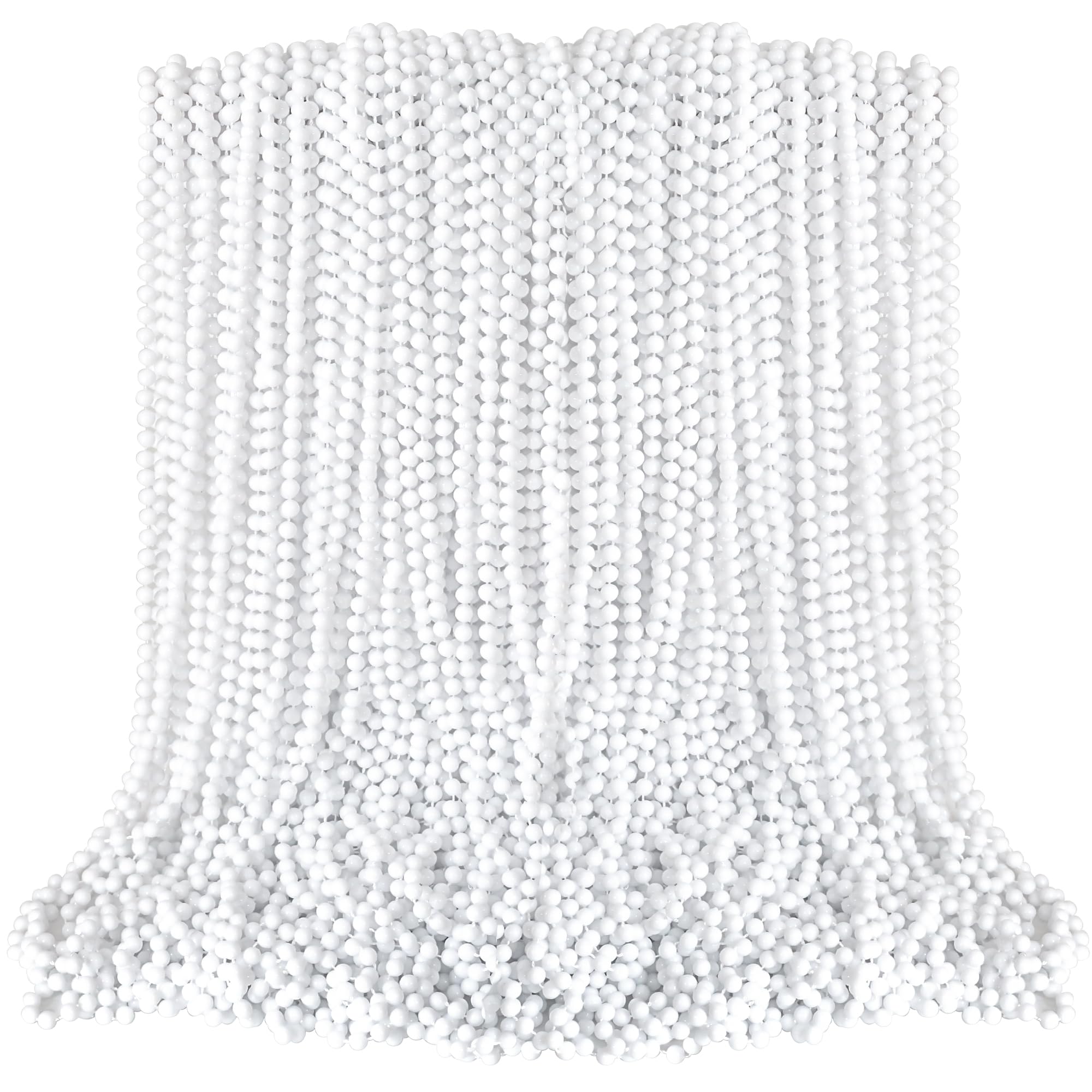 EOBOH Beaded Necklace, 100PCS White Mardi Gras Beads Stuff Party Favors, 33" Holiday Toy Costume Bulk, Festival Parade Throw Accessories for Wedding Birthday Celebrations Decoration