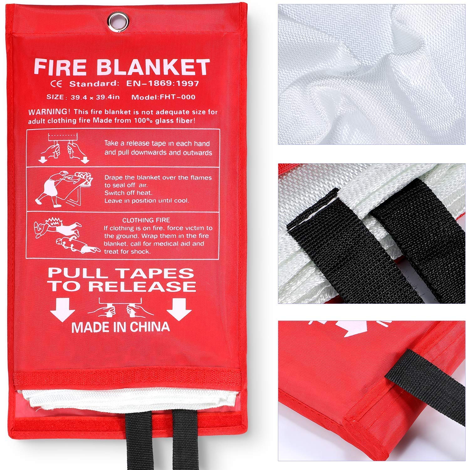 Fire Blanket for Home, Sportneer 2 Pack Emergency Fire Blanket Kitchen Camping Fireproof Fire Resistant Blankets Fire Protection Retardant Survival Safety Suppression for Camping Kitchen 39.3''x39.3''