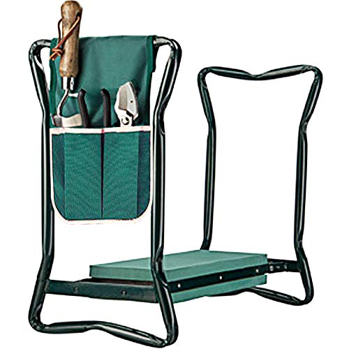 Garden Kneeler and Seat,with 2 Tool Bags Pouches and Claw Gloves,Portable Lightweight Garden Bench Thicken EVA Foam Pad Sturdy Steel Pipe Practical Garden Tools(Green)