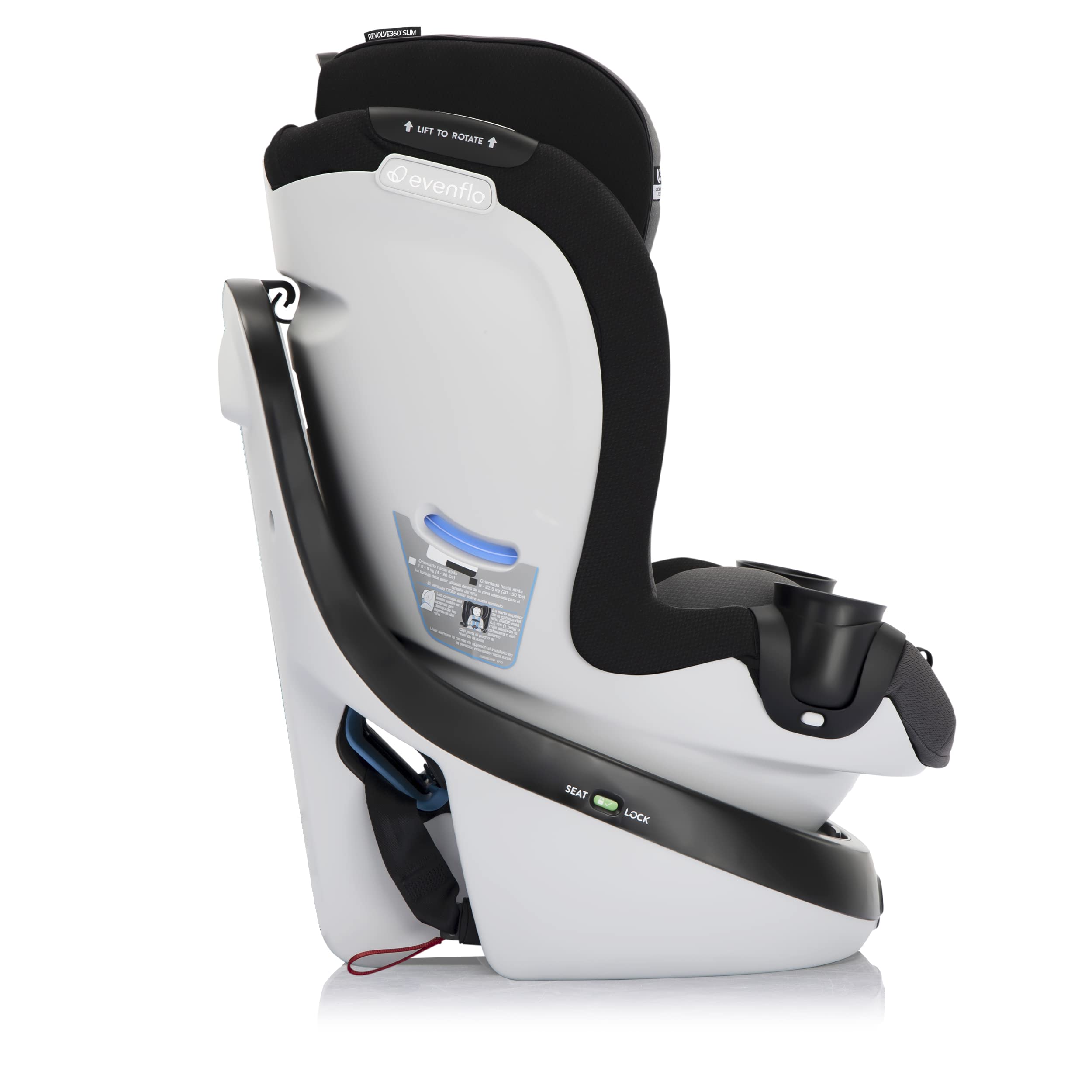 Evenflo Gold Revolve360 Slim 2-in-1 Rotational Car Seat with SensorSafe (Obsidian Black)