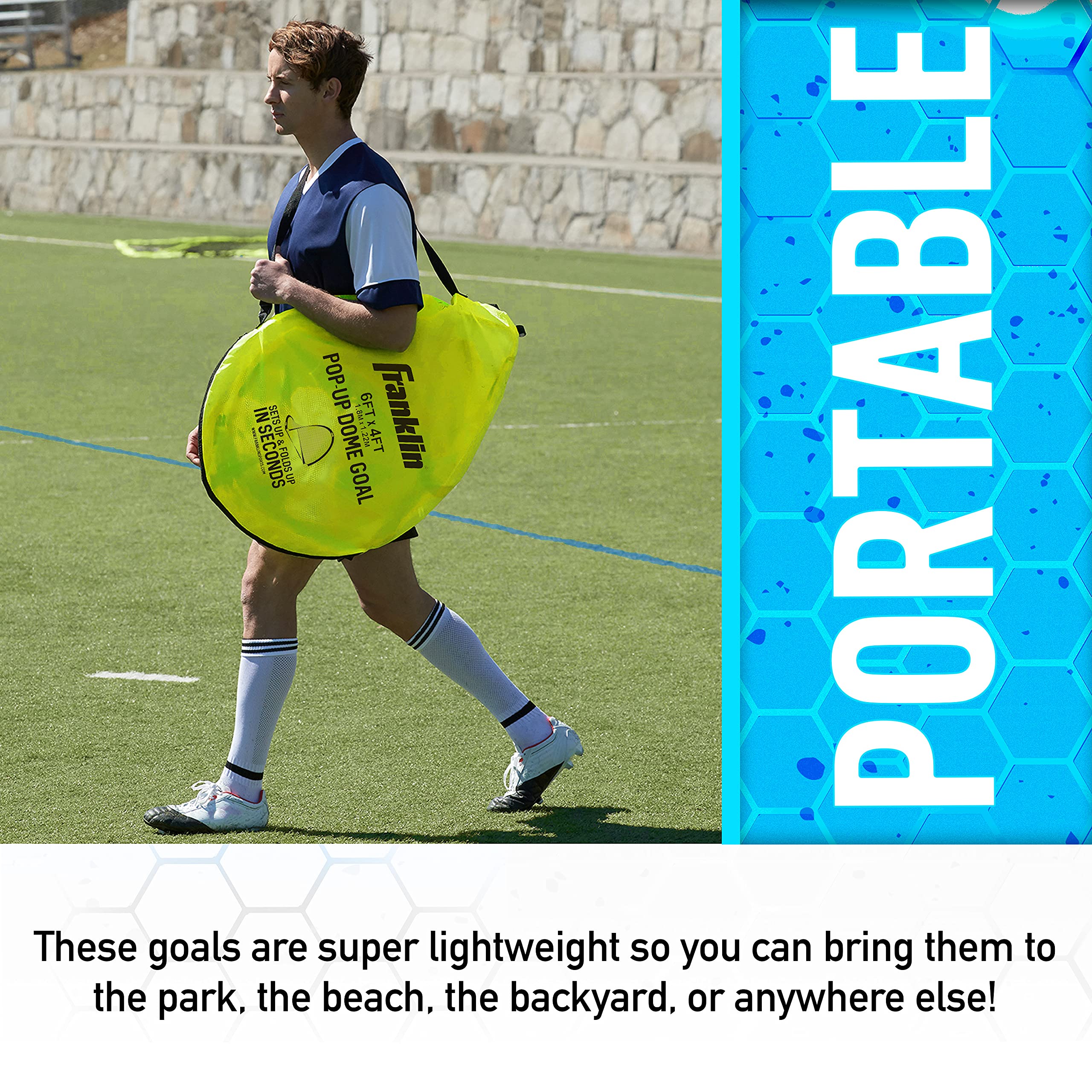 Franklin Sports Pop-Up Dome Shaped Goals-6' x 4' (2 Pack), Yellow, Large (2 Goals)