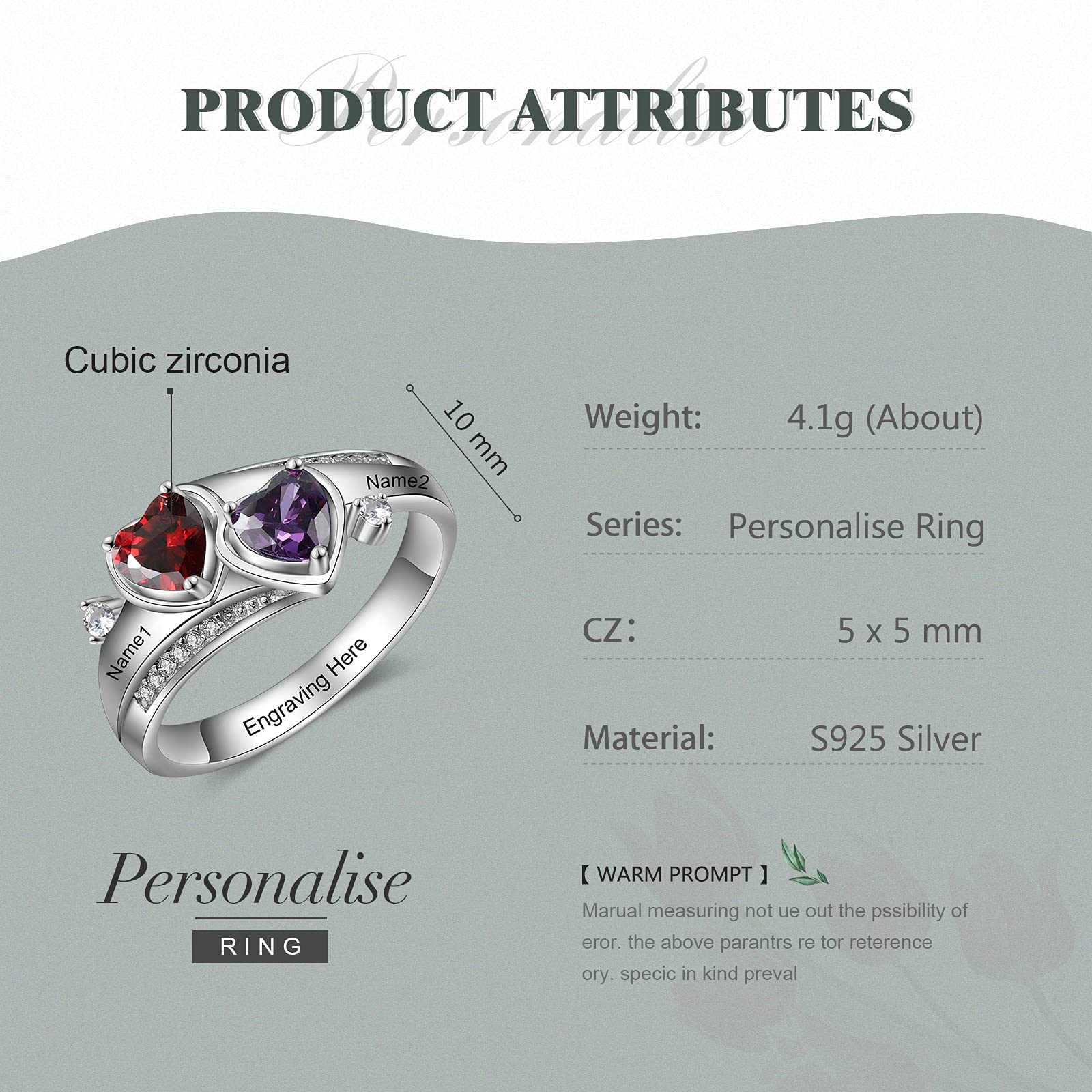 Diamondido Personalized Simulated Birthstones Promise Rings for Her Engraved Names Engagement Rings Bridesmaid Gifts (8)