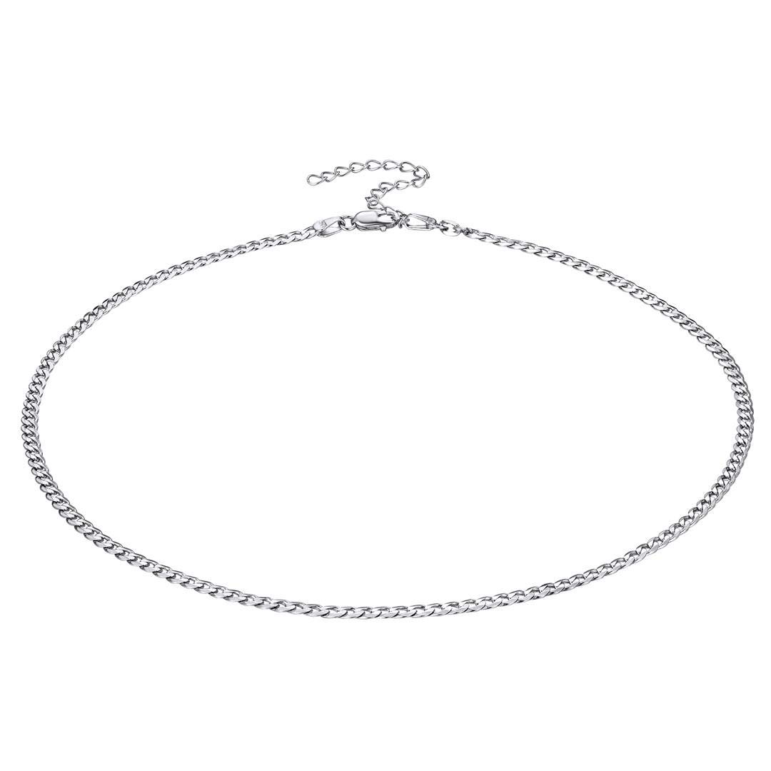 Figaro Choker Link Necklace Hypoallergenic 925 Sterling Silver Chain Handmade Jewelry for Women 14", 5mm Wide