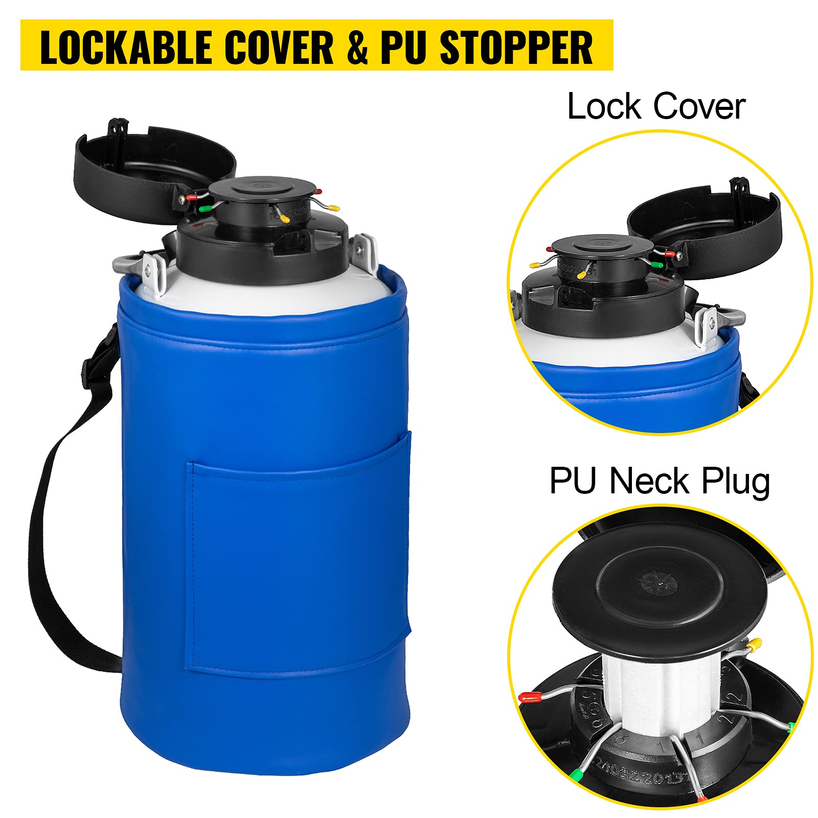 Vevor Liquid Nitrogen Tank 6L Aluminum Alloy Liquid Nitrogen Dewar Static Cryogenic Container Liquid Nitrogen Container with 6 Canisters and Carry Bag (6L): Industrial & Scientific