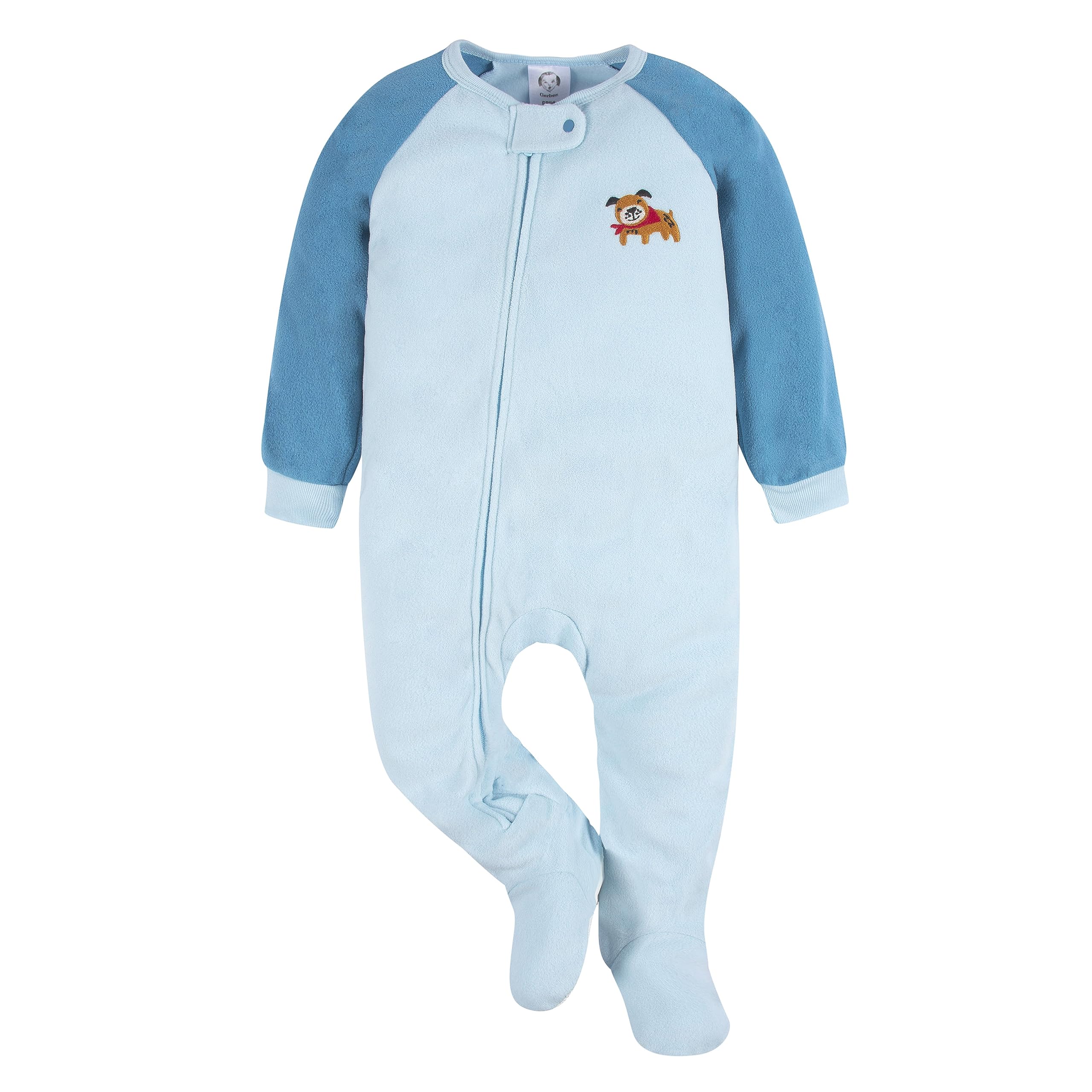 Gerber Baby Boys' Toddler Loose Fit Flame Resistant Fleece Footed Pajamas 2-Pack, Blue Dogs, 2T