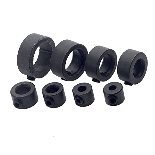 Rocaris Drill Stop Bit Collar Set – Kit Includes: 1/8", 3/16”, 1/4”, 5/16”, 3/8”, 7/16”, 1/2” and 5/8” Inch with Allen Wrench to Tighten The Stops Set-Screws (8-Piece)