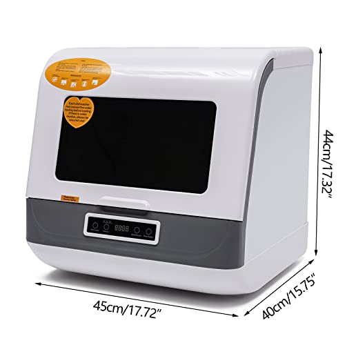 Portable Countertop Dishwasher, Mini Dishwasher, Compact Dishwasher, with Large Capacity, High-Temp & Air Dry Function, 3 Washing Programs, 360° Spray, Auto Dishwashing, for Apartments, Dorms, RVs