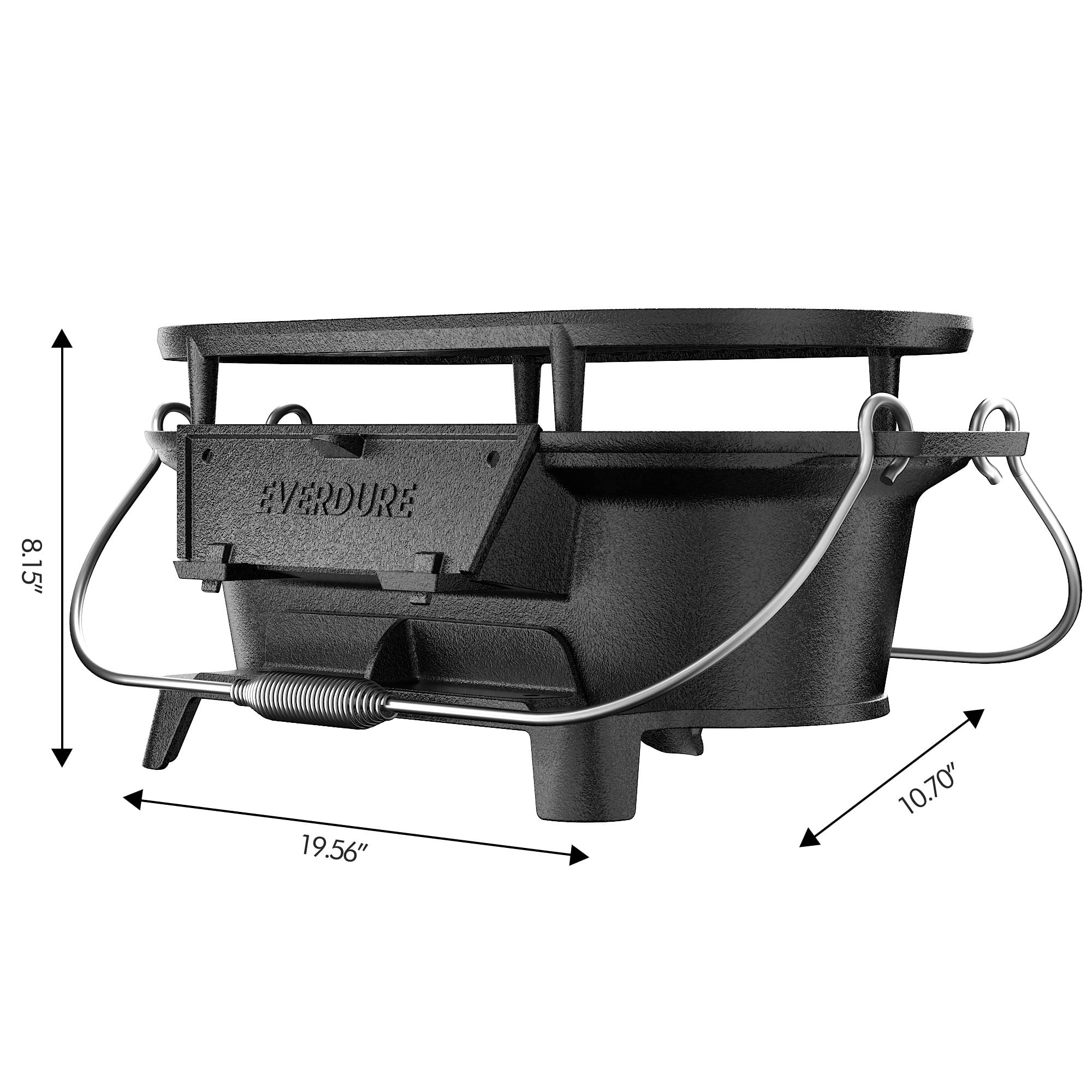 Everdure Oval Cast Iron Grill & Cover β Outdoor, Portable Charcoal Grill and Tabletop Cast Iron Skillet - 100% Cast Iron, Enameled, Durable, Small Charcoal Grill, Camping Stove, Hibachi Grill