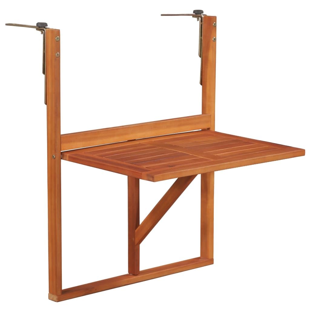 vidaXL - Foldable Hanging Balcony Table - Solid Acacia Wood - Weather Resistant Outdoor Furniture - Coffee Table/Worktop - Easy Assembly