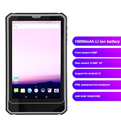 LBEC 10.1in Tablet, Rugged Tablet IP68 Waterproof 100240V 4GB RAM 128GB ROM Rear Camera 13.0MP AF for Warehouse for Industrial (US Plug)