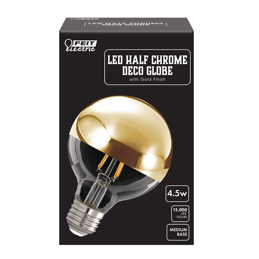 Feit Electric G2540/GOLD/827/FIL/4 40 W EQ G25 DM Specialty Decor LED Light Bulb, 4-Pack