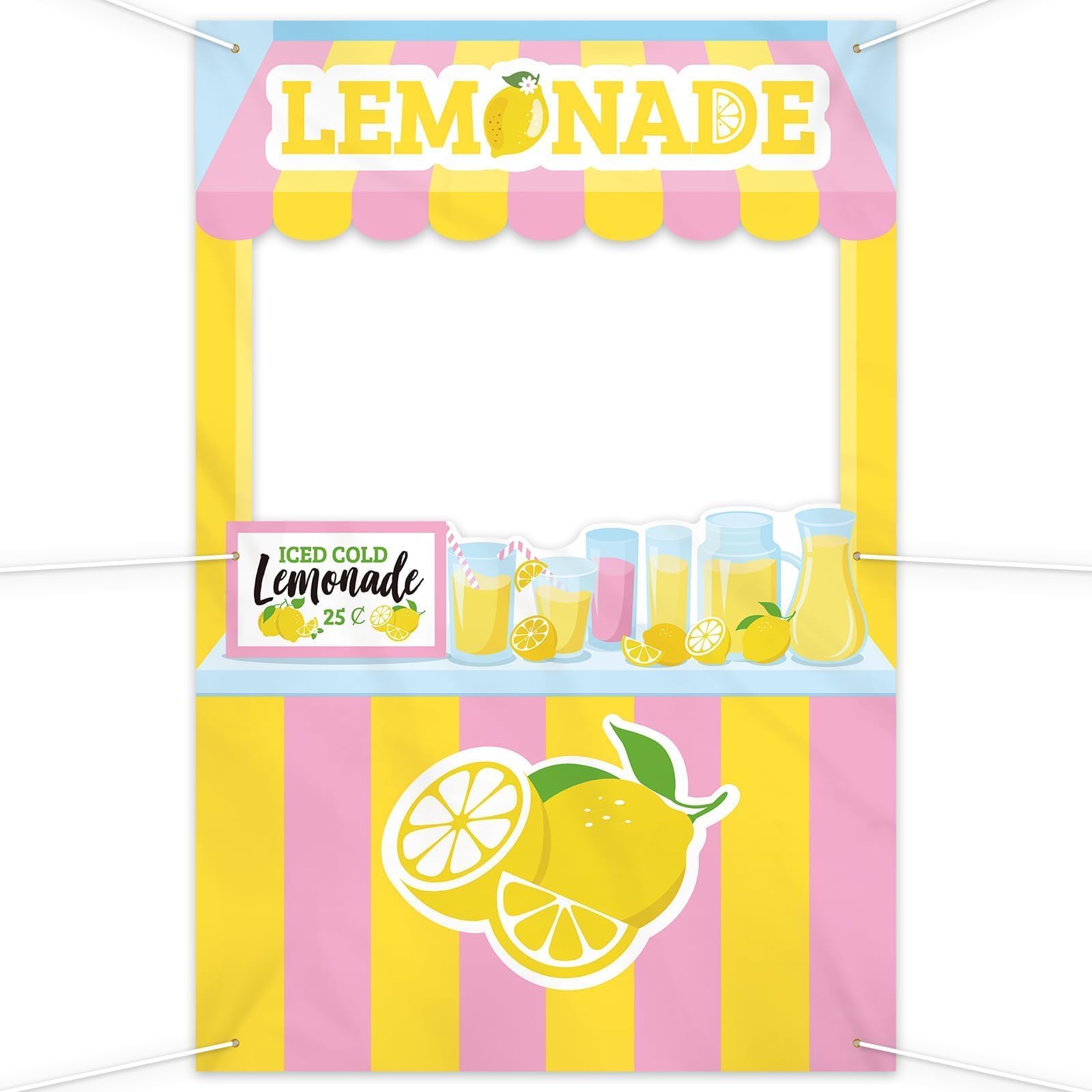 Vansolinne Lemon Party Supplies Lemonade Stand Backdrop Banner Lemon Photo Booth Props Decorations Fabric Selfie Frame Prop for Summer Birthday Bridal Baby Shower Supplies