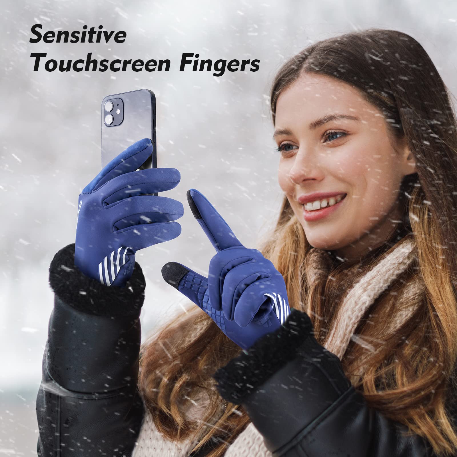 FREETOO Waterproof Winter Gloves with Fleece Lining for Cold Weather, Windproof Touchscreen Warm Gloves for Running Cycling Driving Men/Women