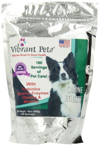 Vibrant Pets Canine Athlete | Complete Immune Booster, Dog Energy Supplement and Dog Skin Supplement for Health and Joint Support | All in One Nutrition for Active and Aged Dogs 16oz