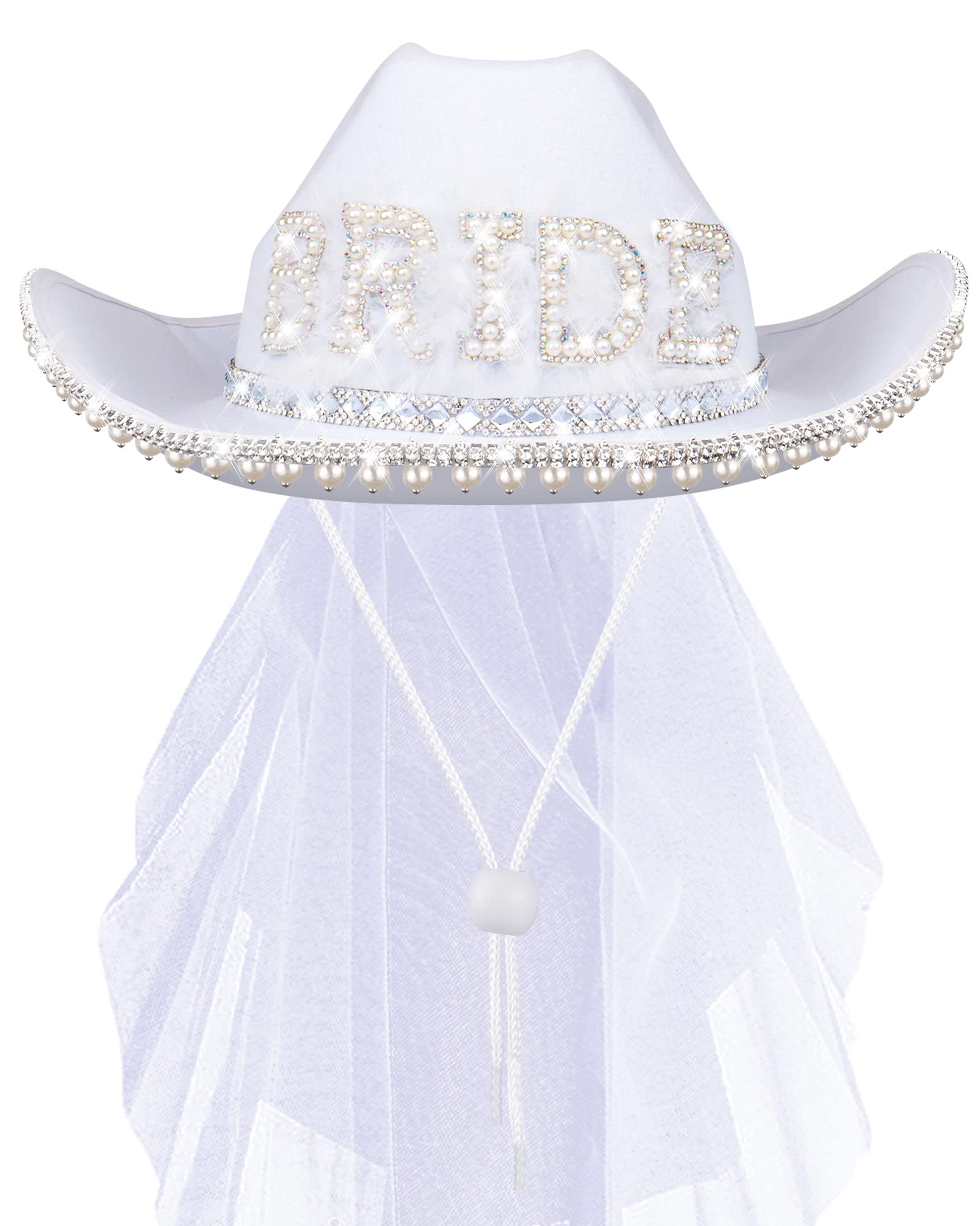 JUSTOTRY Cowgirl Hat With Veil - Bride To Be Bachelorette Party Favor