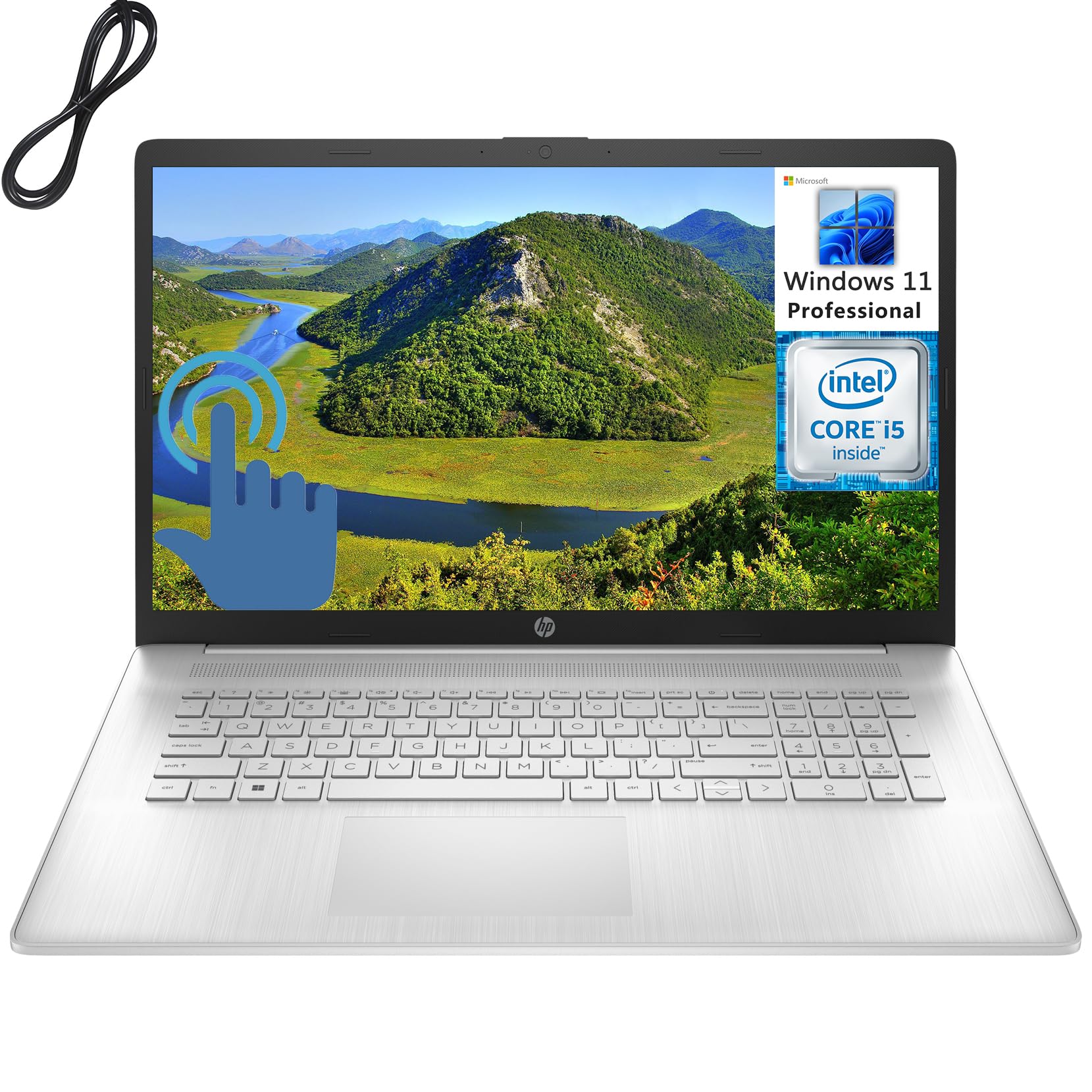 HP 2023 17 17.3" Touchscreen HD+ Business Laptop Computer, 12th Gen Intel 10-Core i5-1235U (Beat i7-1195G7), 64GB DDR4 RAM, 4TB SSD, WiFi, Bluetooth 5.0, Silver, Windows 11 Pro, BROAG Cable