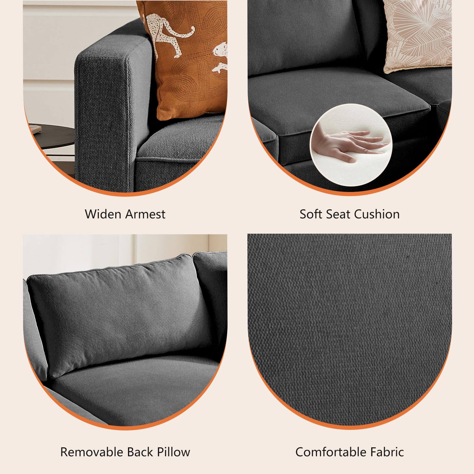 Sweetcrispy Convertible Small Sectional Sofa Couch, 5 Seat 6 Back Sofa Set with Large Storage for Living Room, L-Shaped Modular Sofa Sleeper with Ottoman, Comfy Sofa Couch with Extra Deep Seats, Grey