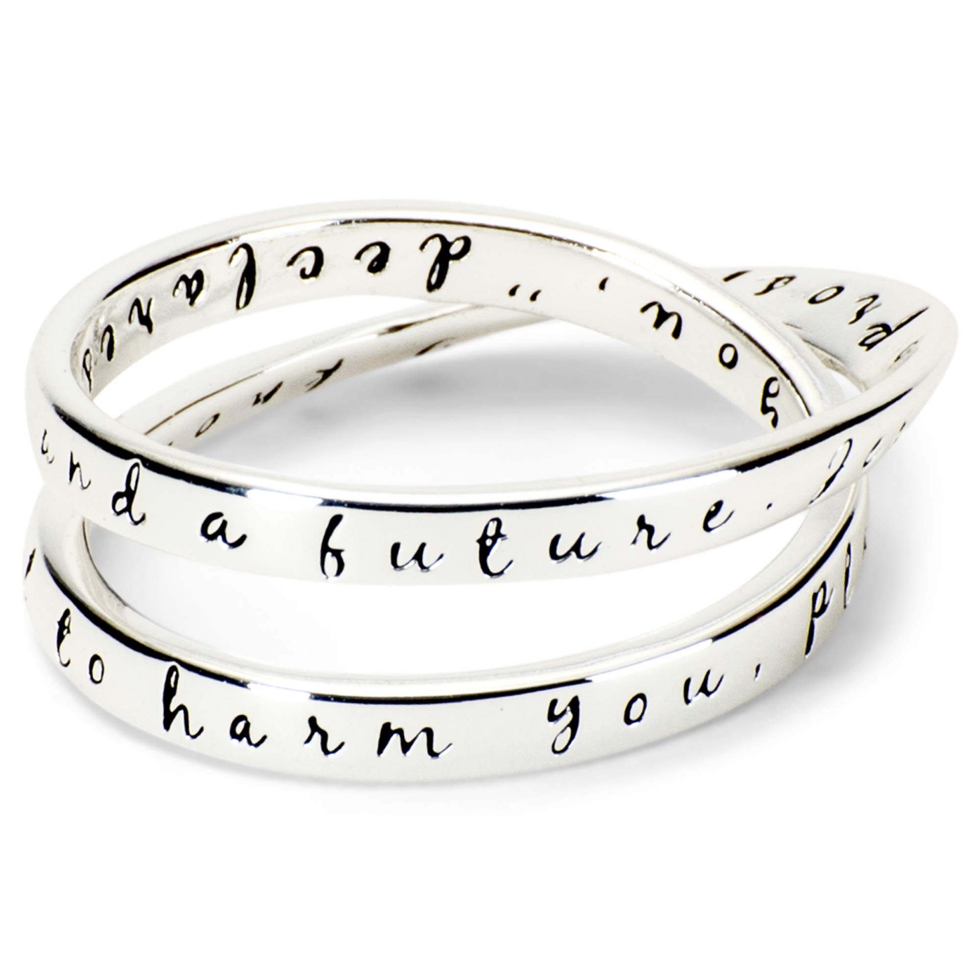 Dicksons Jeremiah 29:11 Inspirational Women's Double Mobius Silver-Plated Fashion Ring, Size 7