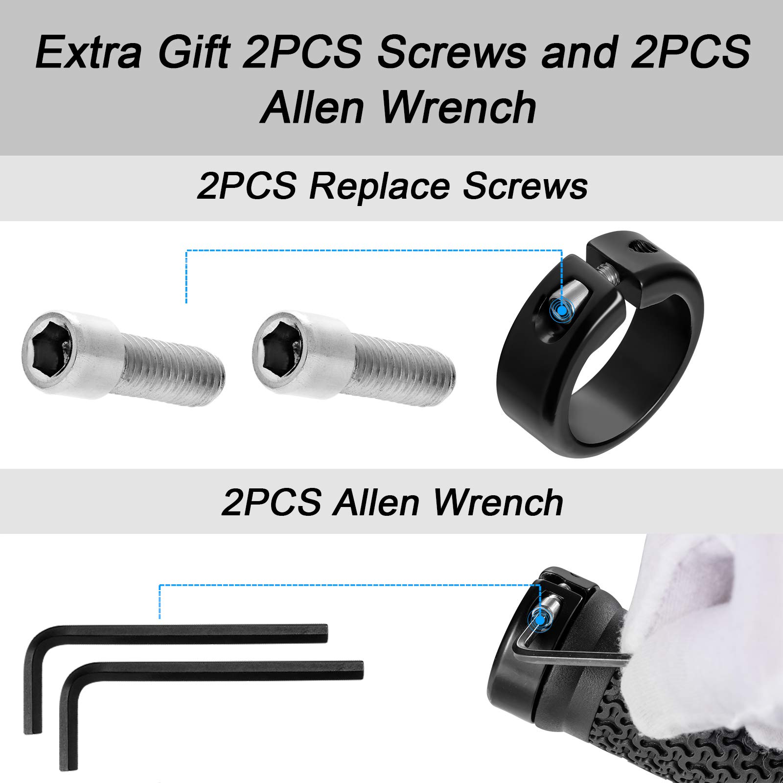 Hapleby Premium Bike Handlebar Grips, Single Lock-on Bike Grips, Professional Mountain Bicycle Handlebar Locking Grips with Anti-slip, 2PCS Screw and 2PCS Allen Wrench for Free