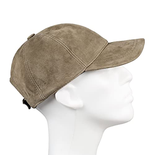 HATSQUARE Suede Leather Baseball Cap Adjustable Dad Plain Hat Stylish Classic for Women Men Unisex (Light Military Green)