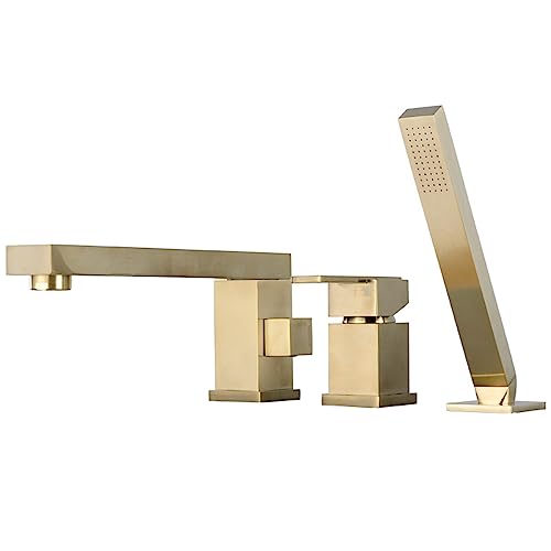 WuDLi Bath Mixer Tap with Shower Attachment, Mixer Shower Taps for Bath, Bathtub Mixer Tap with Handheld Shower 3 Hole