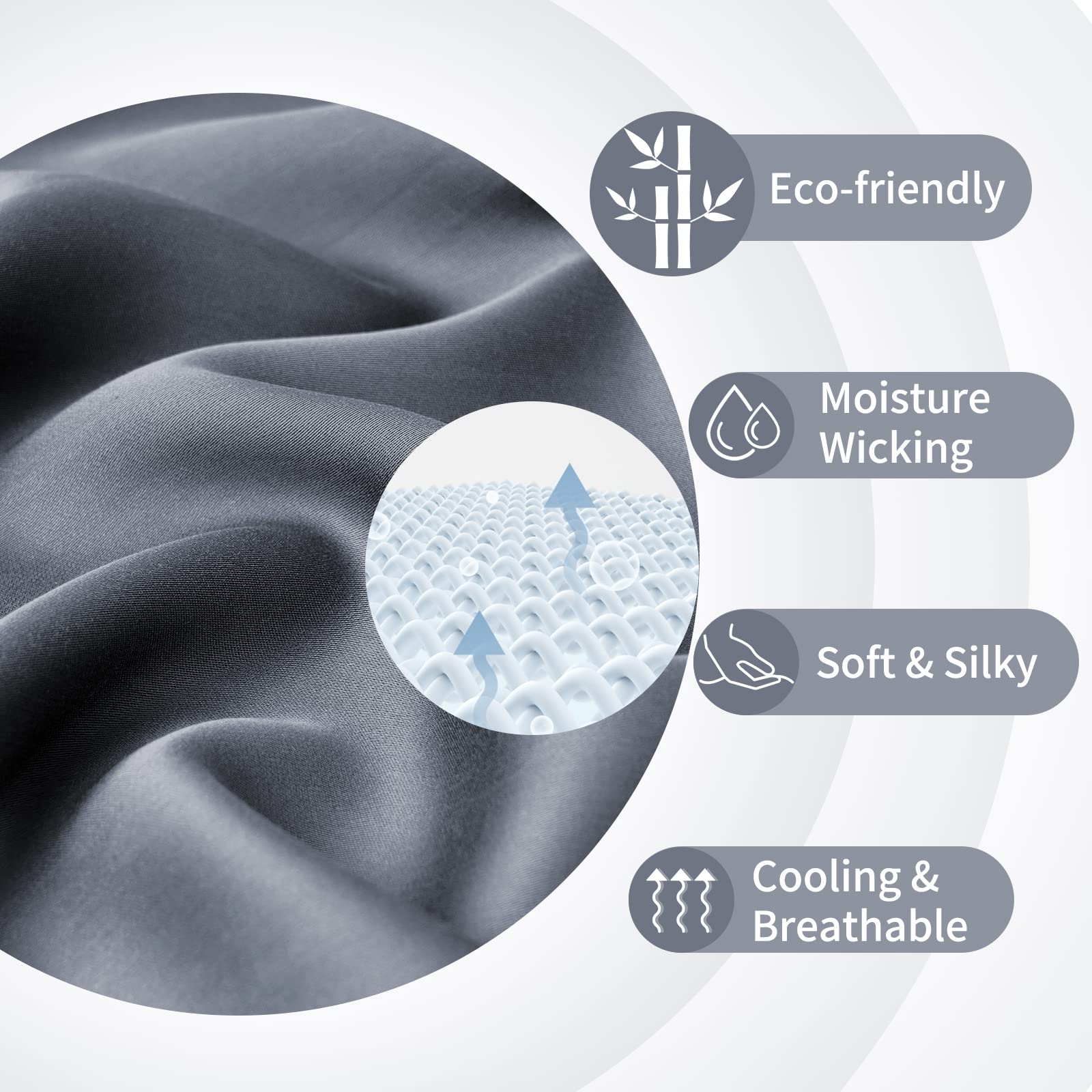 Fittia Body Pillow Case 20x54, Soft Silky Cooling Body Pillow Cover with Envelope Closure, Breathable Cooling Pillow Case 1 Pack, Dark Grey