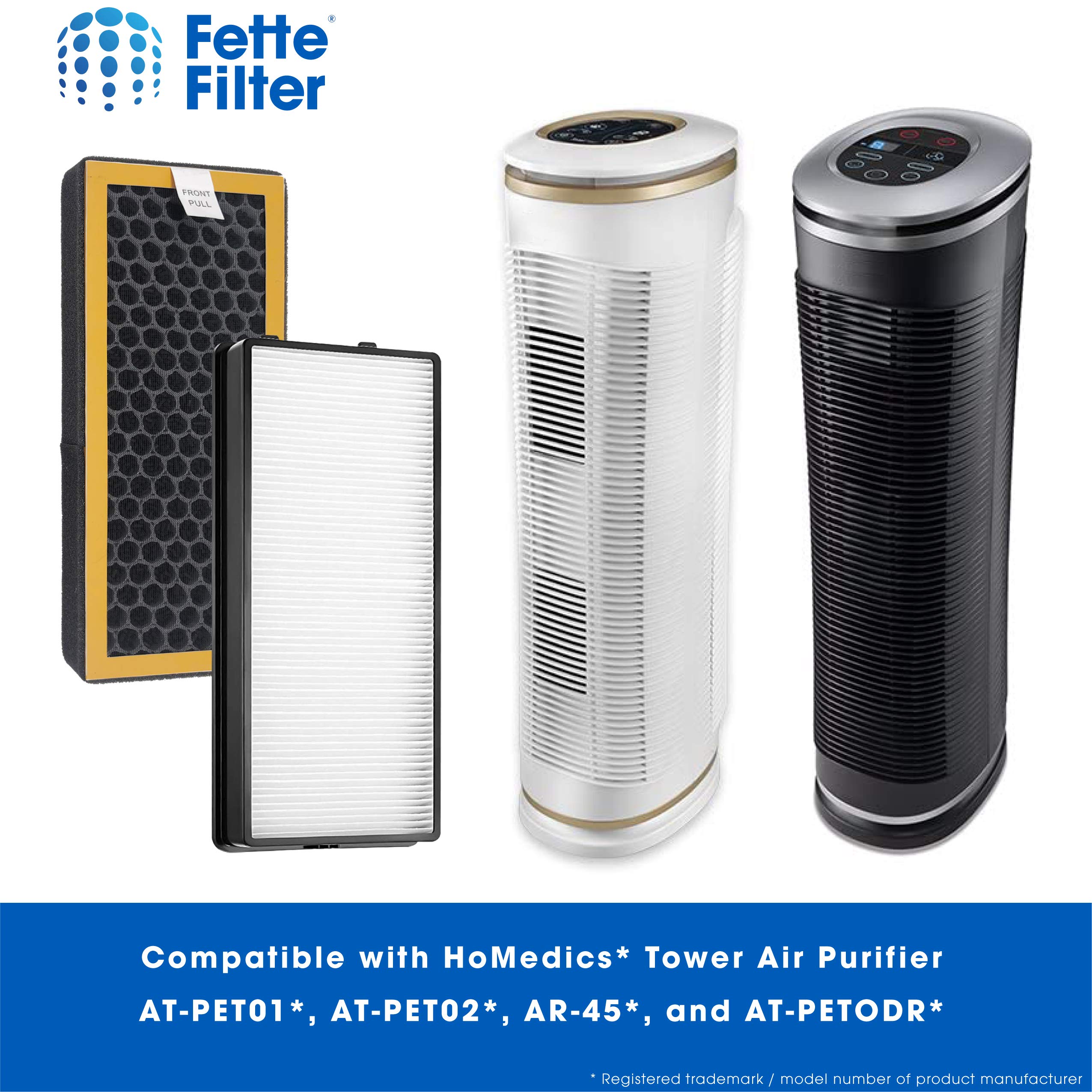 Fette Filter - 2 HEPA and 2 Activated Carbon Filters Compatible with TotalClean PetPlus. Compare to Part # AT-PET01, AT-PET02, at-PETODR. Combo Pack