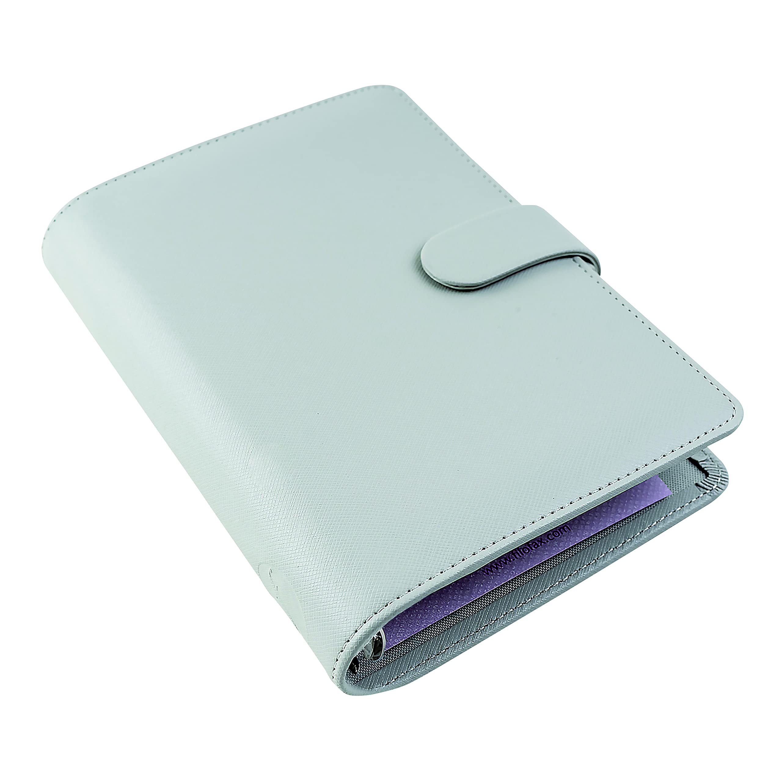 Filofax Saffiano Organizer, Personal Size, Granite - Cross-Grain, Leather-Look, Six Rings, Week-to-View Calendar Diary, Multilingual, 2022 (C028805-22)