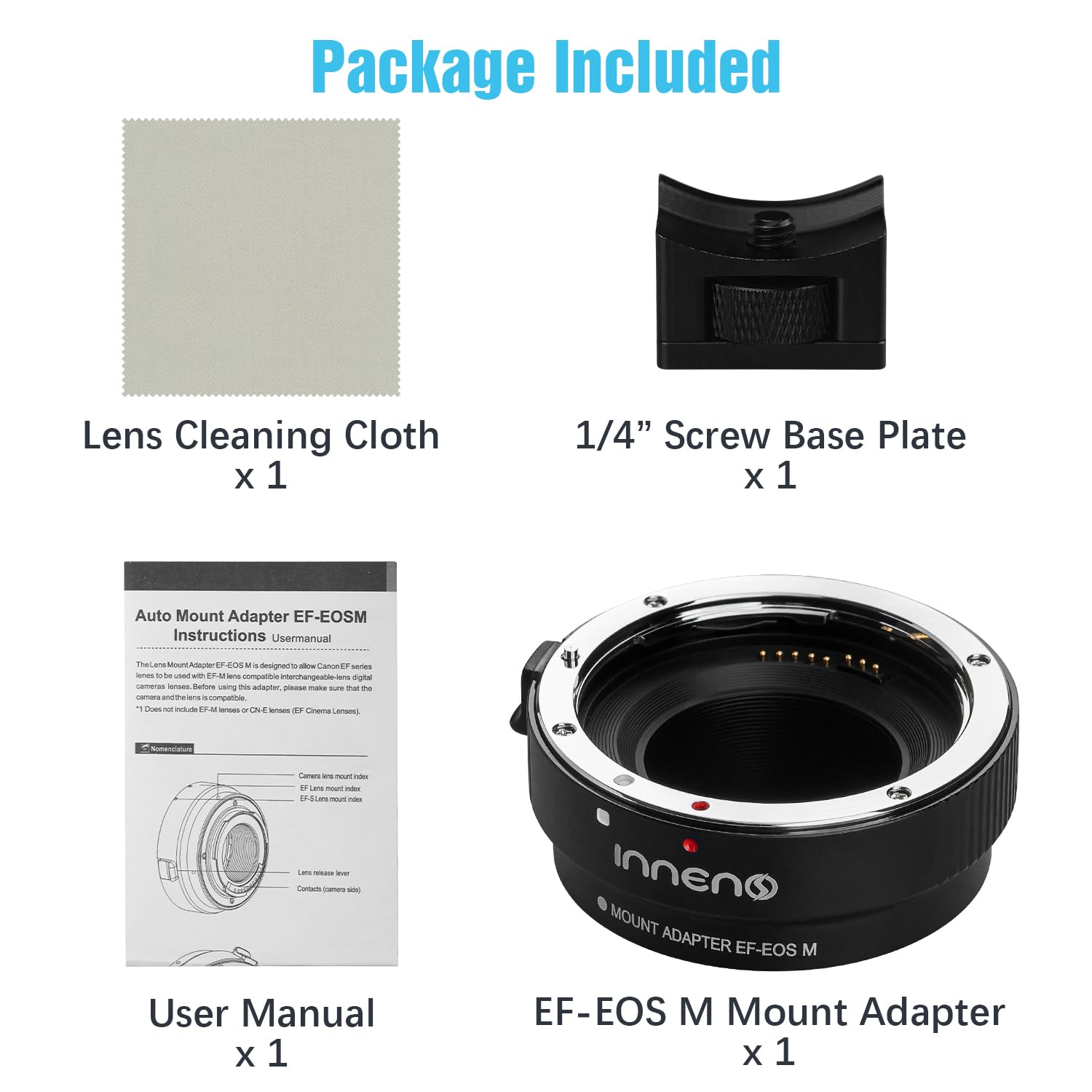 Donwell EF-EOS M Auto-Focus Mount Lens Adapter, EF/EF-S Lens to EOS-M (EF-M Mount) Mount Converter Ring with Removable Tripod Mount Compatible for Canon Camera EOS M M2 M3 M5 M6 M10 M50 M100 M200