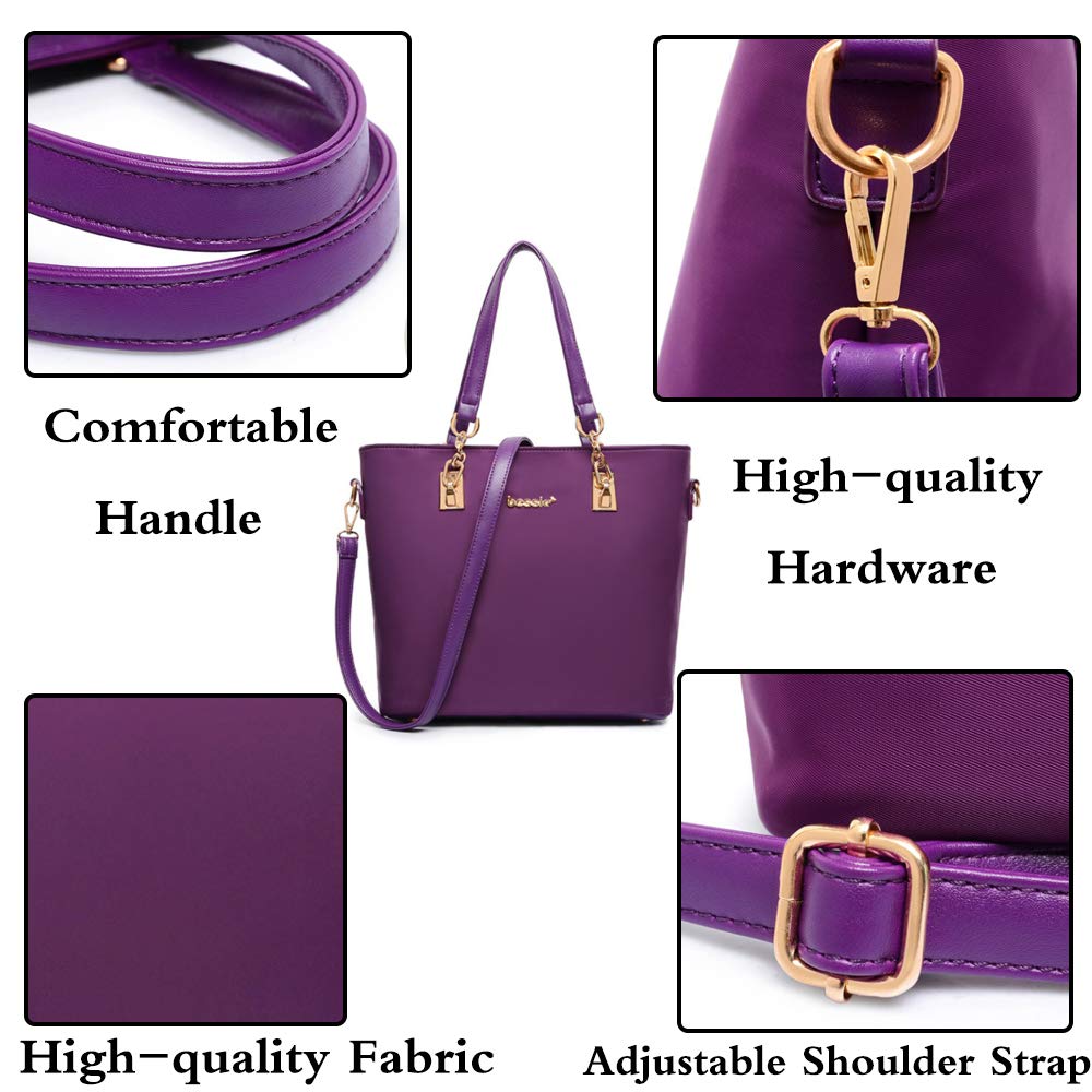 FiveloveTwo Women 6Pcs Handbag Set Nylon Top Handle Bag Totes Satchels Crossbody Shoulder Bags and Purse Clutch