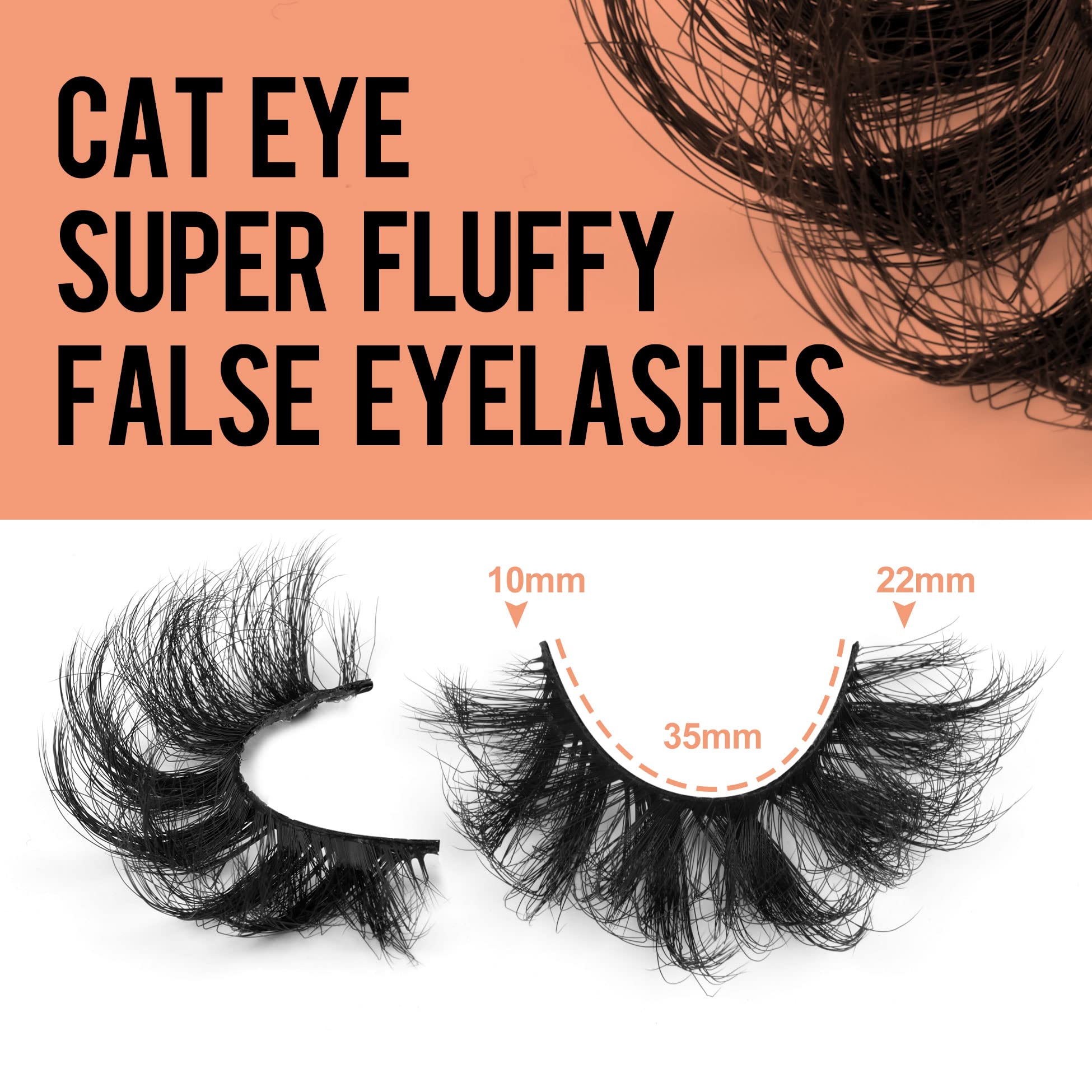 Mink Lashes Fluffy Dramatic False Eyelashes Wispy Strip Lash Thick Volume Long Eyelashes 22MM Fake Eye Lashes by Winifred